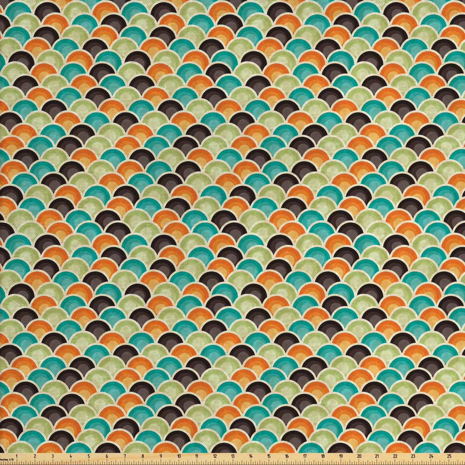 Geometric Fabric by the Yard, Funky Disc Shaped Repeating Half Circles ...