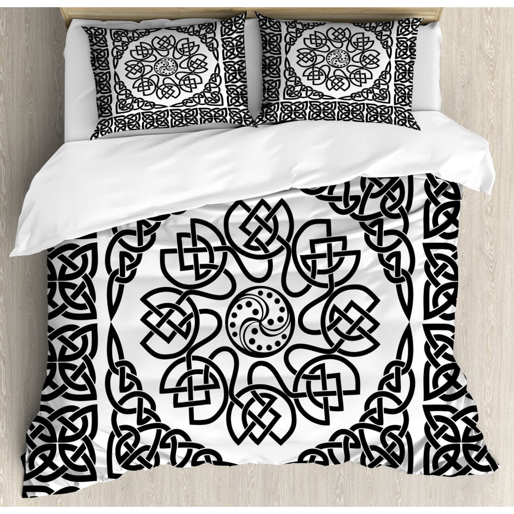 Celtic King Size Duvet Cover Set, Filigree Style Endless Celtic Knot ...