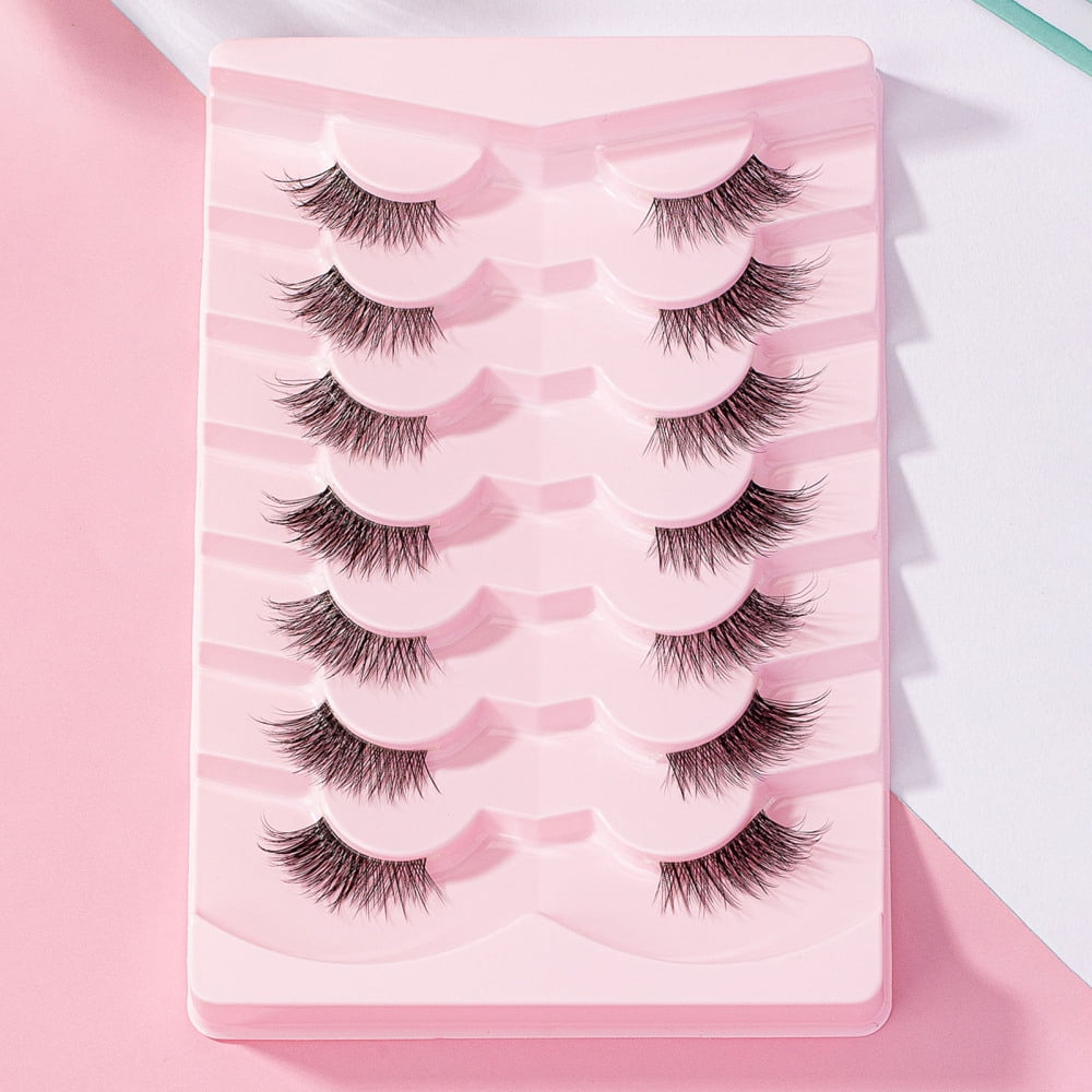 7 Pairs Realistic Curl Half False Eyelashes Well Bedded Lengthening ...