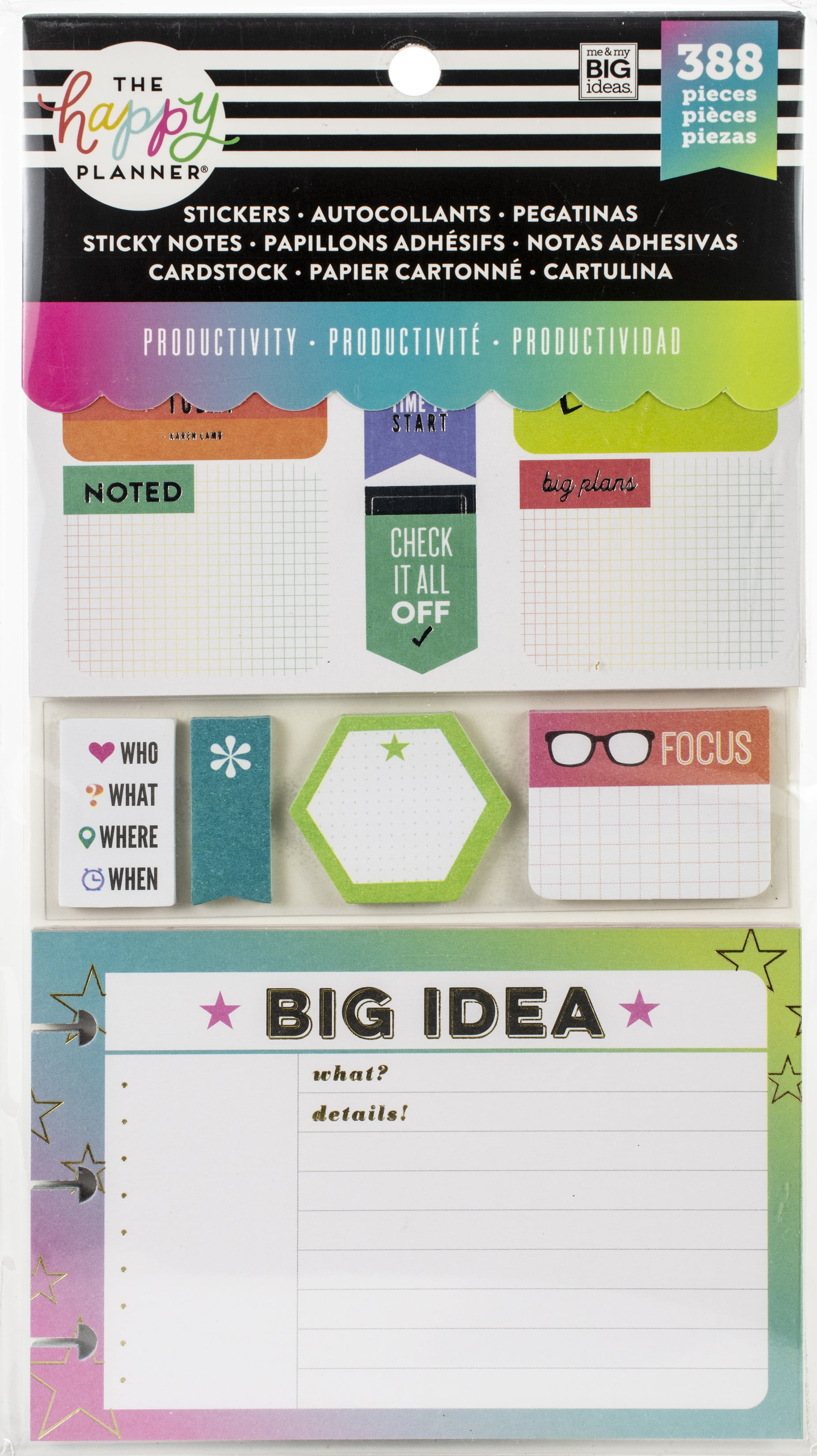 Happy Planner Note Cards/Sticky Note Multi Pack-Productivity, 388/Pkg ...