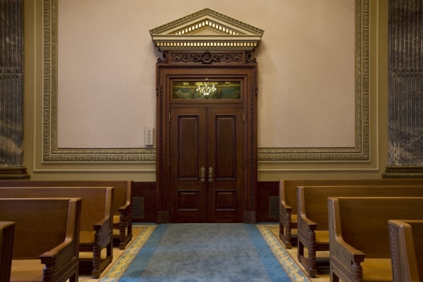 Print: West Courtroom, Jury Room Door, Howard M. Metzenbaum U.S ...