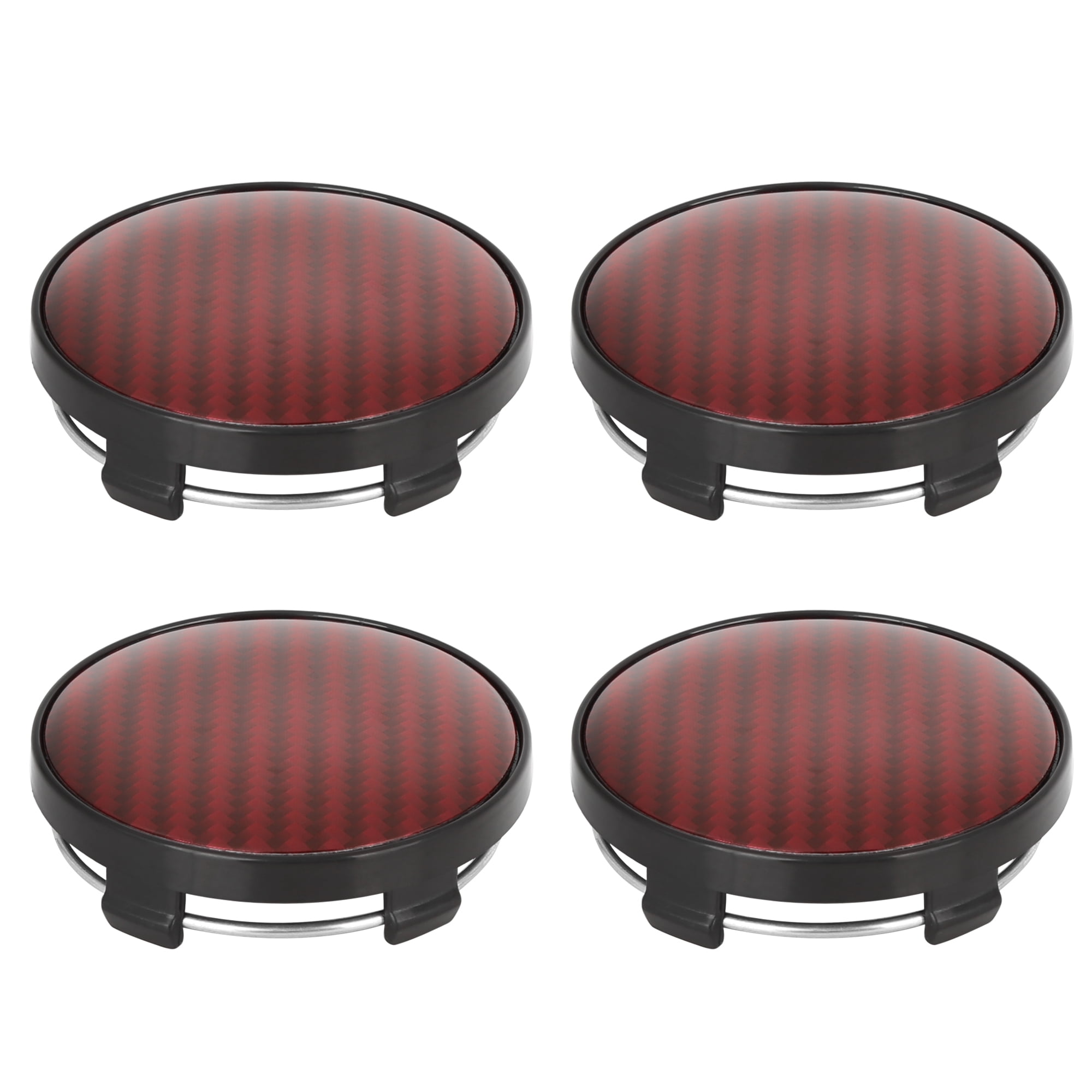 4pcs 60mm 5Lugs Black Car Wheel Center Hub Caps Red Carbon Fiber ...