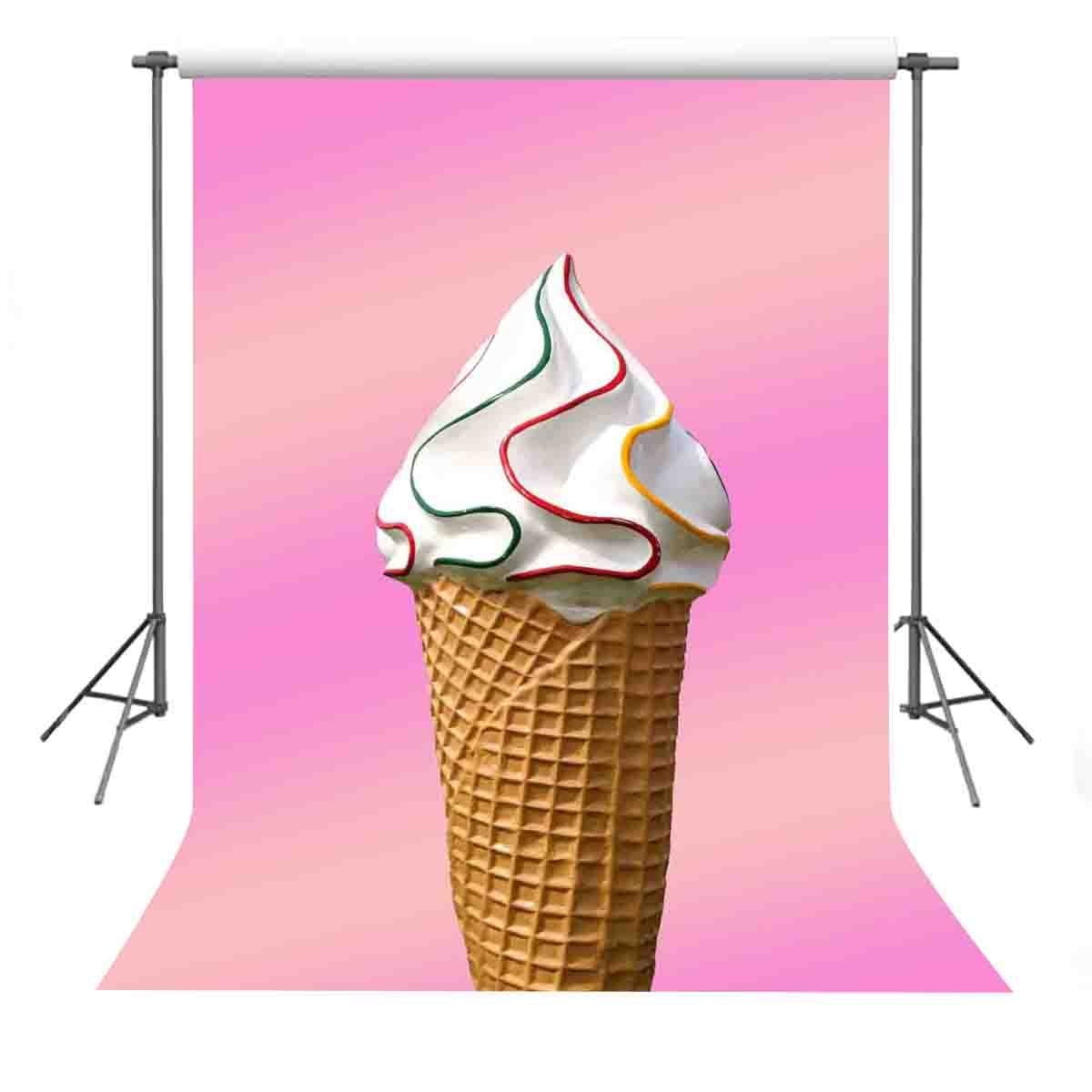 HelloDecor Polyester Fabric Photo Background 5x7ft Delicious Ice Cream ...