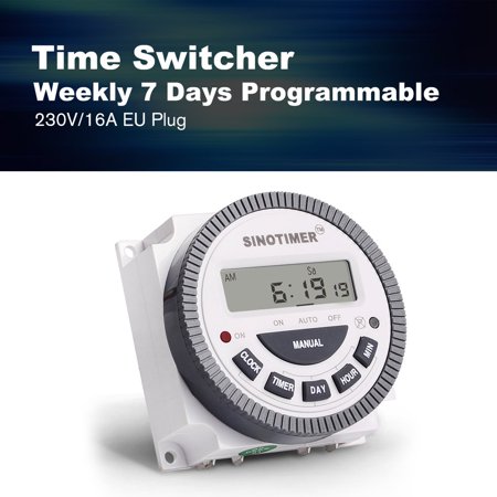 SINOTIMER 220V 30A Weekly 7 Days Programmable Digital Time Switch Relay ...