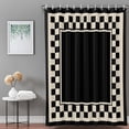 Black Square Shower Curtain Set with Hooks, Graphic Retro Black Khaki ...