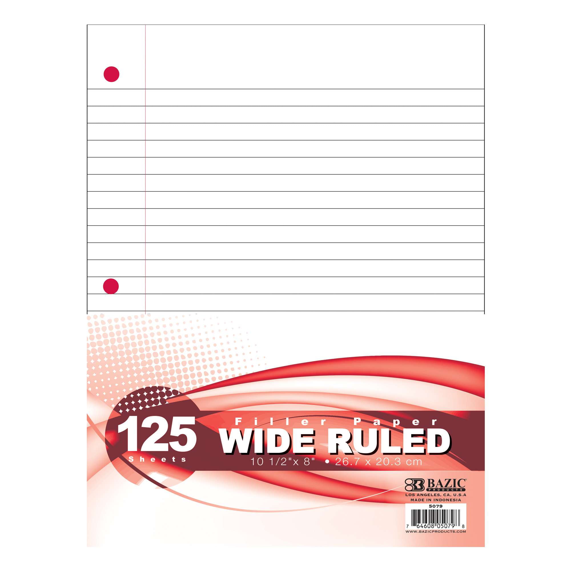 BAZIC Filler Paper Loose Leaf Papers 125 Sheet, Wide Ruled, 1-Pack ...