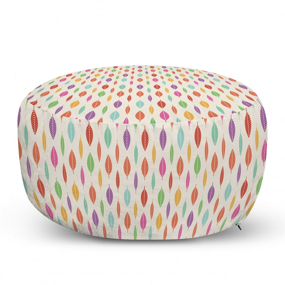 Retro Pouf Cover with Zipper, Print of Bohemian Design of Colorful ...