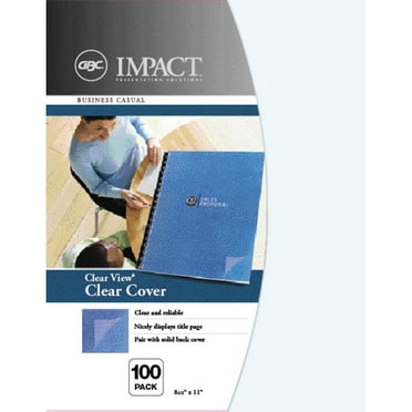 Clear View Presentation Binding System Cover, 11 x 8-1/2, Clear, 100 ...