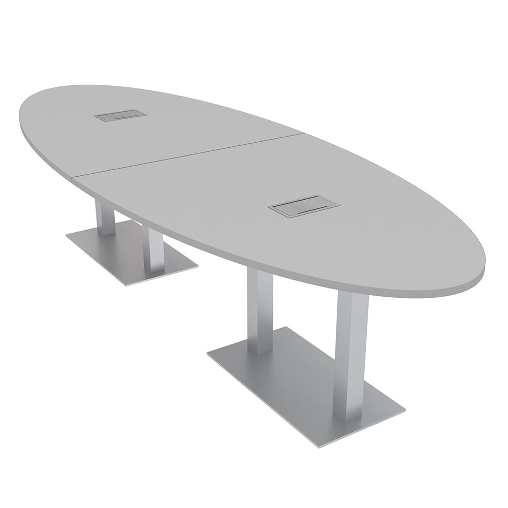 12' Modular Oval Conference Table With Metal Bases And Electric Units ...
