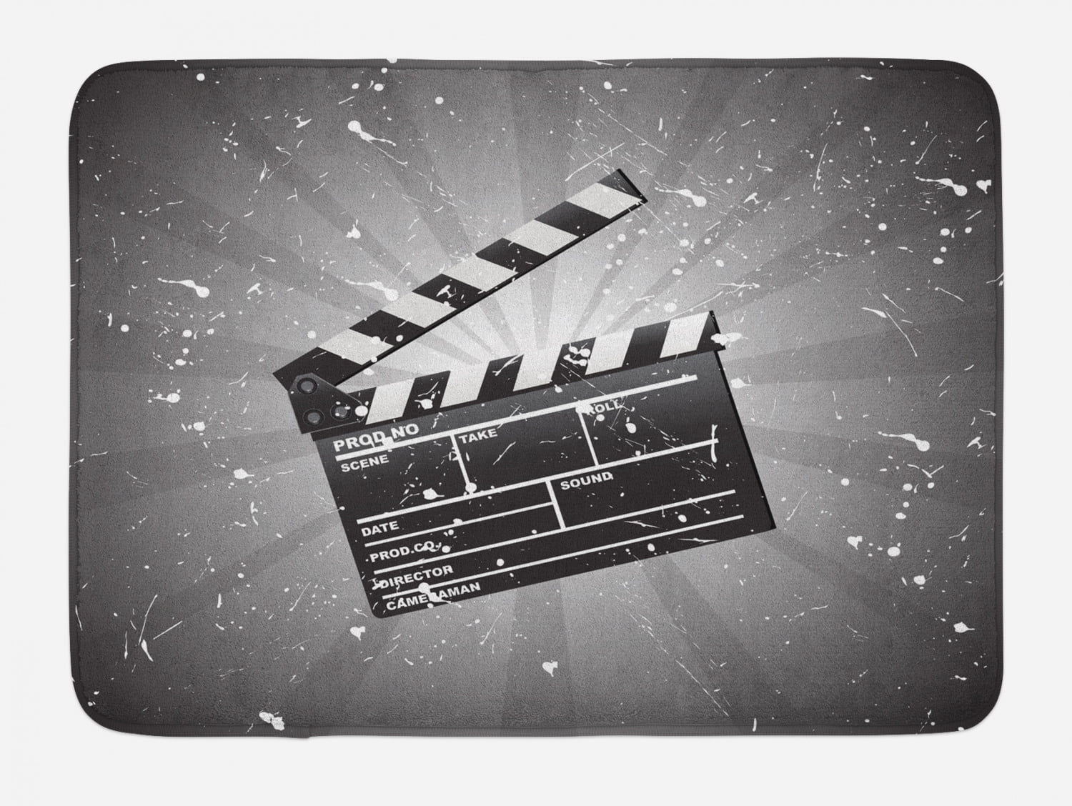 Movie Theater Bath Mat, Clapper Board on Retro Backdrop with Grunge ...