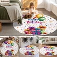 Happy Birthday Round Area Rug 6 FT, Non Slip Bedroom Rugs, Colorful ...