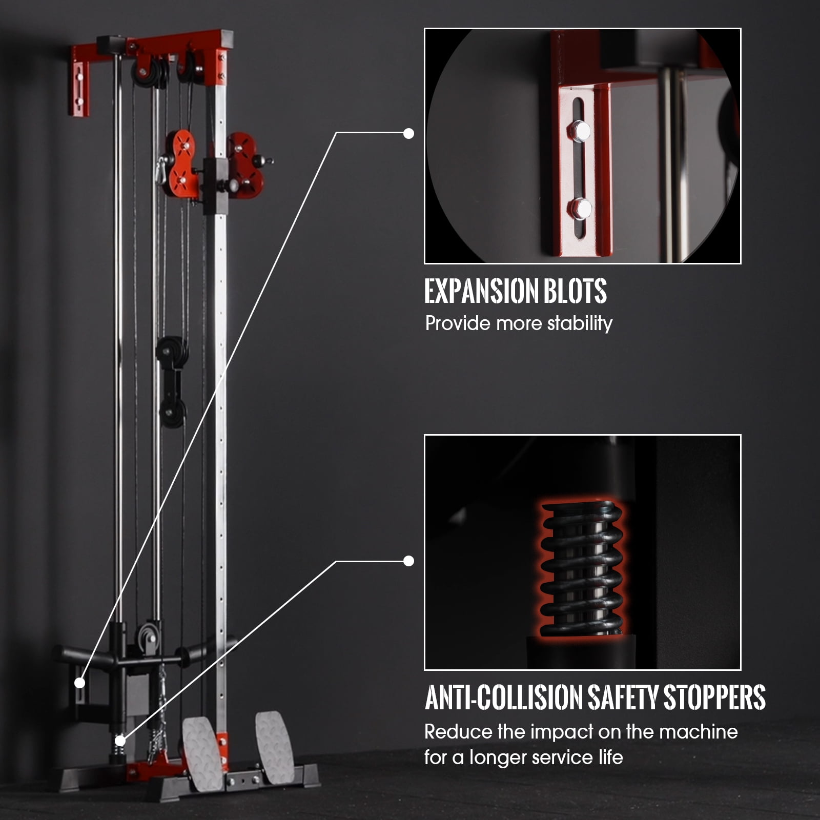 Mikolo Cable Crossover Machine Home Gym with 18 Positions Dual Pulley ...