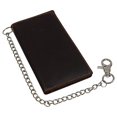 RFID Blocking Vintage Leather Slim Long Bifold Checkbook Biker Chain ...