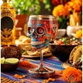 Unique Day Of The Dead Collector Goblet Limited Edition Art Glass Skull ...