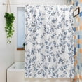 Blue Leaf Shower Curtains for Bathroom, Vintage Gray Floral Vine Branch ...