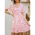 Dokotoo Womens Boho Ruffle Loose Mini Dress V Neck Short Sleeve Tassel Tie Size L Us12 14