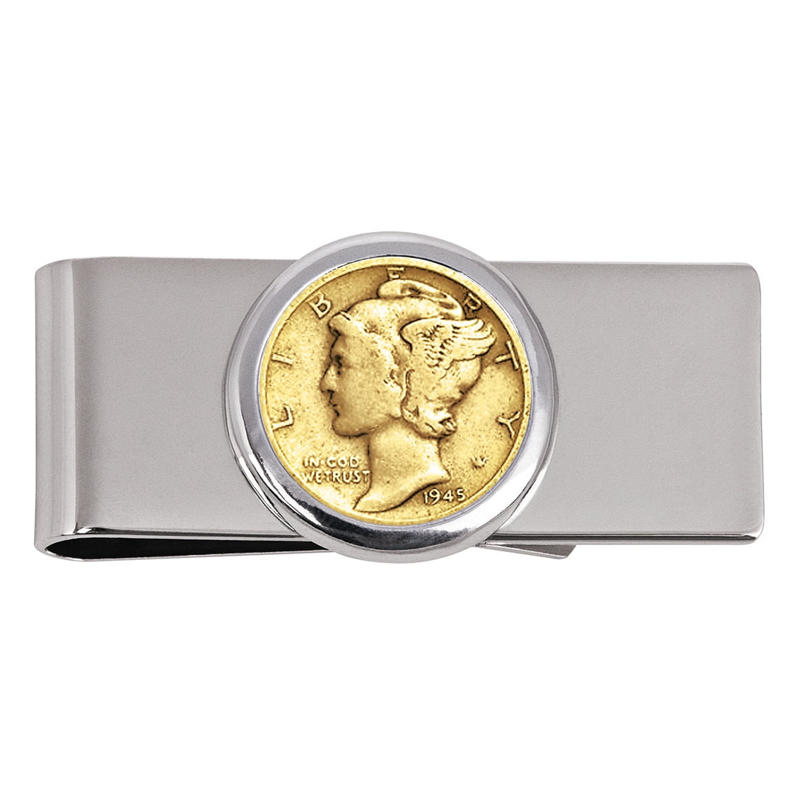Coin Money Clip - Silver Mercury Dime Layered in Pure 24k Gold | Brass ...