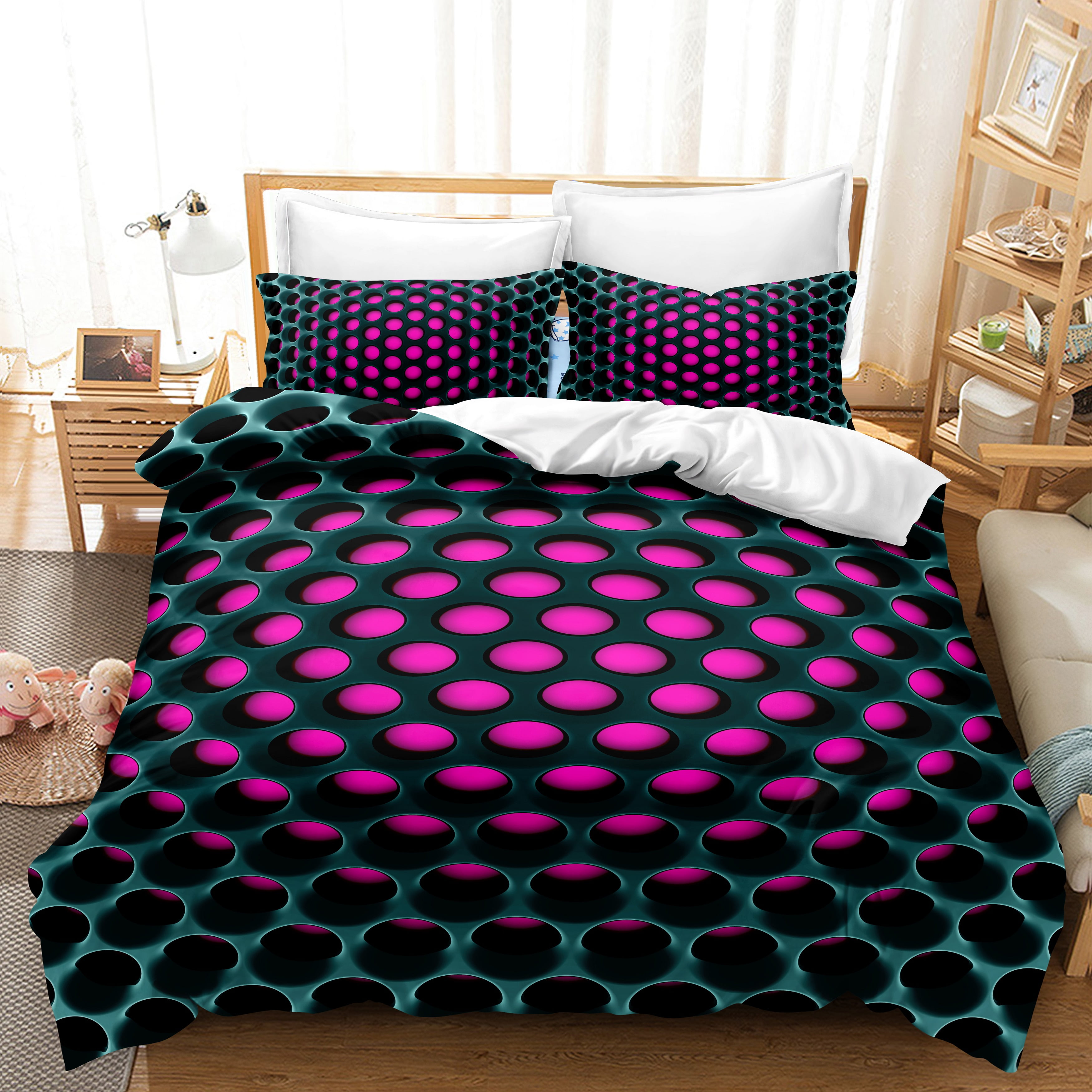 3PCS 3D Holes Abstract Painting Pattern Bedding Comforter Sets Queen ...