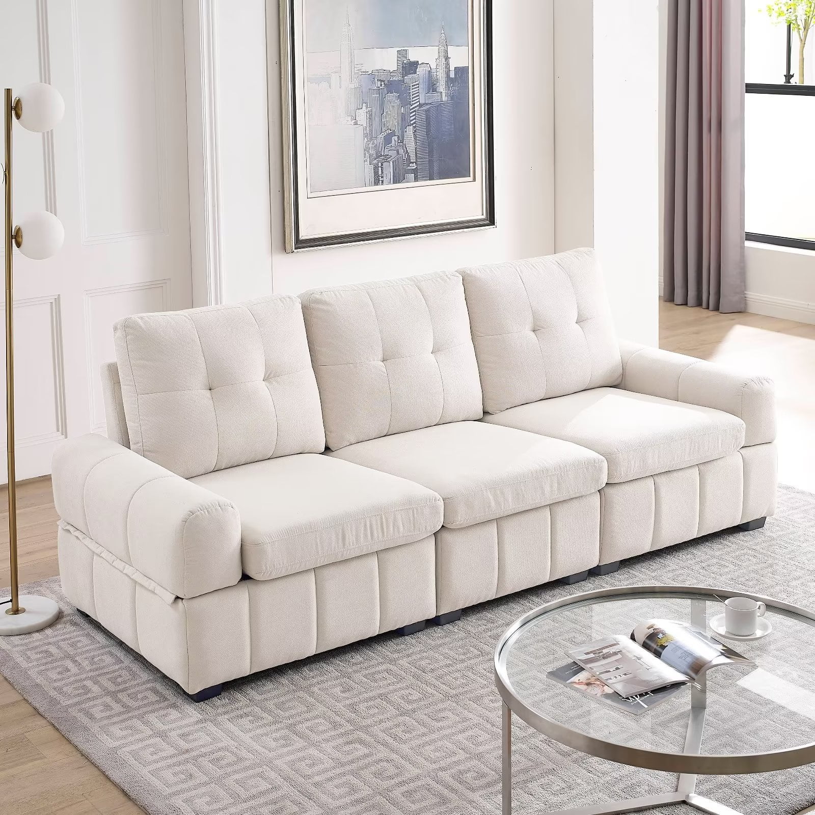 Living Room Sofa, Modern Upholstered Sofa Couch with Underneath Storage ...
