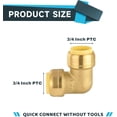 QPPOIH-(Pack of 2) 3/4 Inch Push Fit 90-Degree Elbow Brass fitting ...