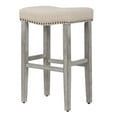 29" Inch Upholstered Backless Saddle Seat Counter Stool, Antique Gray ...