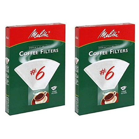 Melitta Super Premium #6 Cone Paper Coffee Filters White, 40 Count, 2 ...