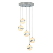 Artika Sparkle Five 5 Light Spiral Pendant Light Fixture Chrome Finish ...