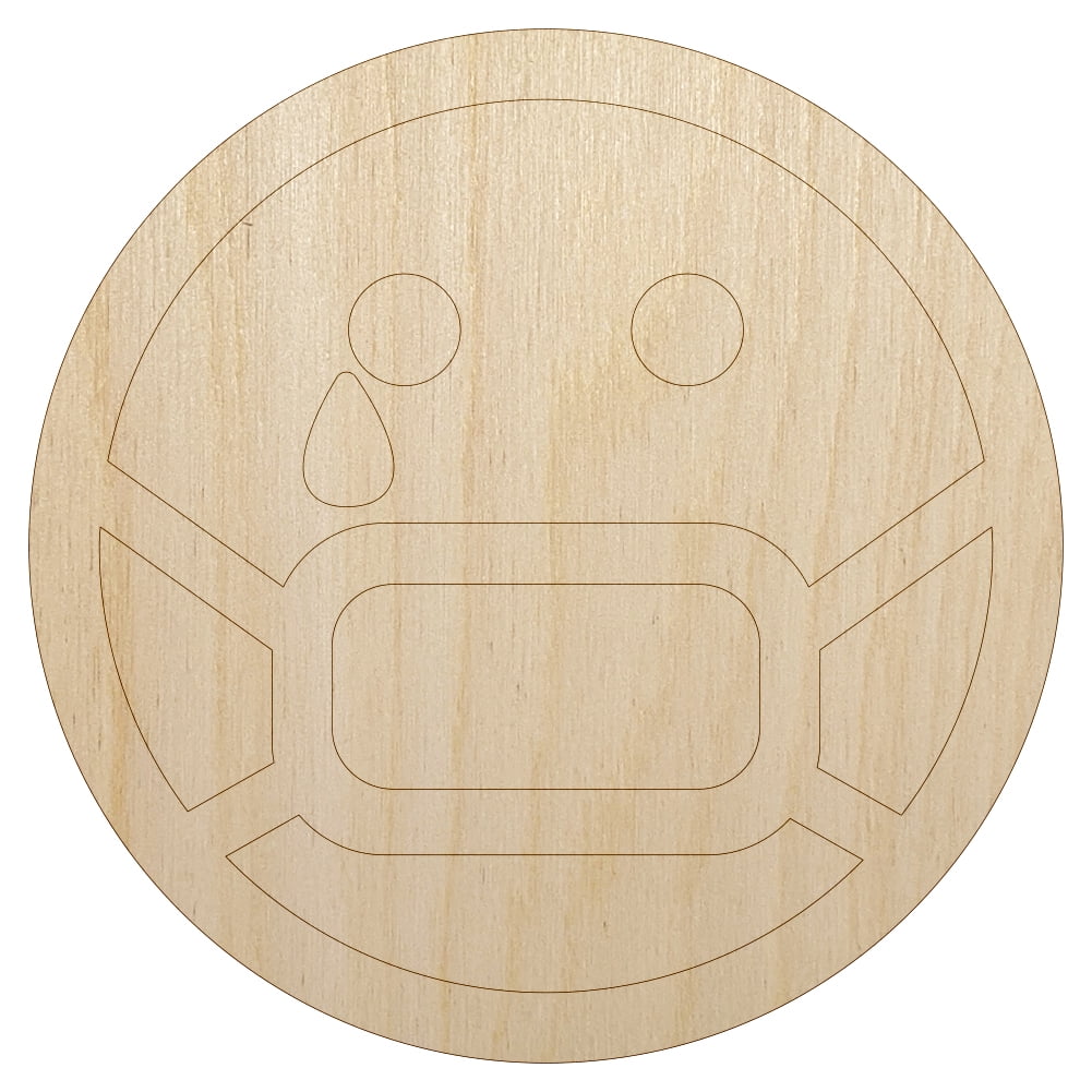 Sick Sad Face Mask Face Emoticon Wood Shape Unfinished Piece Cutout ...