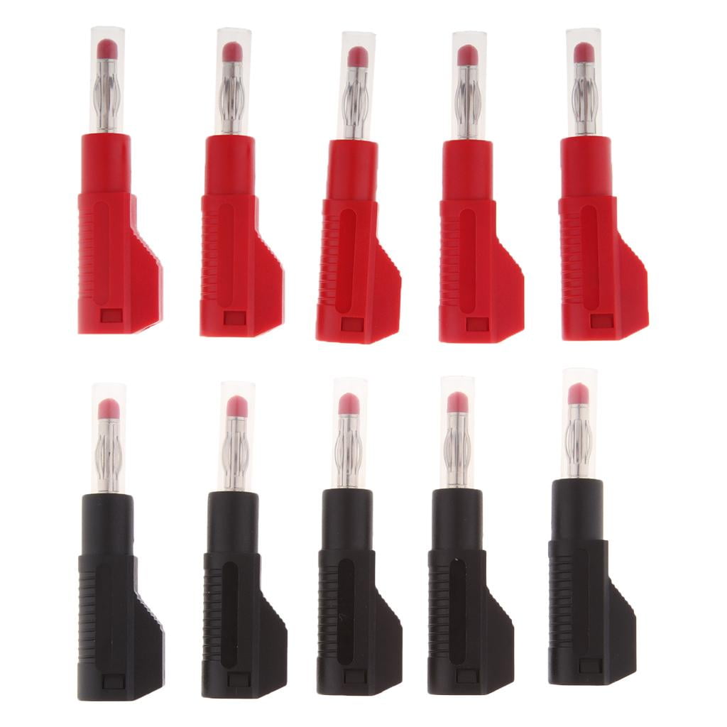 10 Pcs Red 4mm Banana Plug Connectors Retractable Sheath Stackable Wire ...