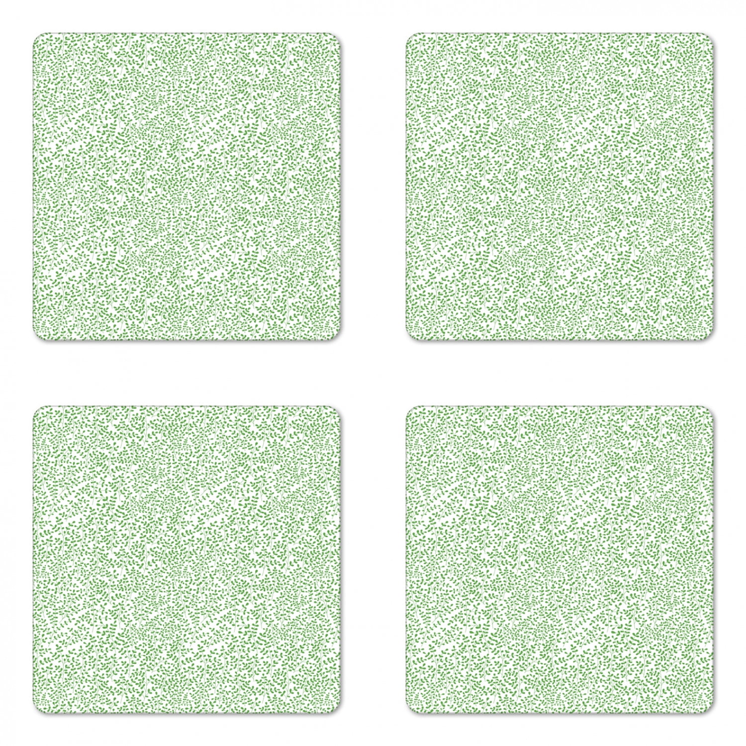 Leaves Coaster Set of 4, Simplistic Design of Stems and Plantation ...