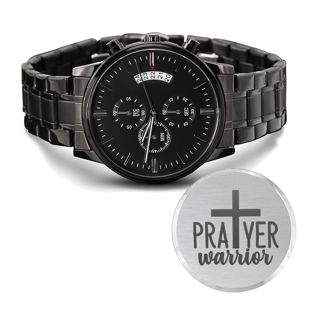 Prayer Warrior Engraved Bible Verse Men's Watch Multifunction Stainless ...