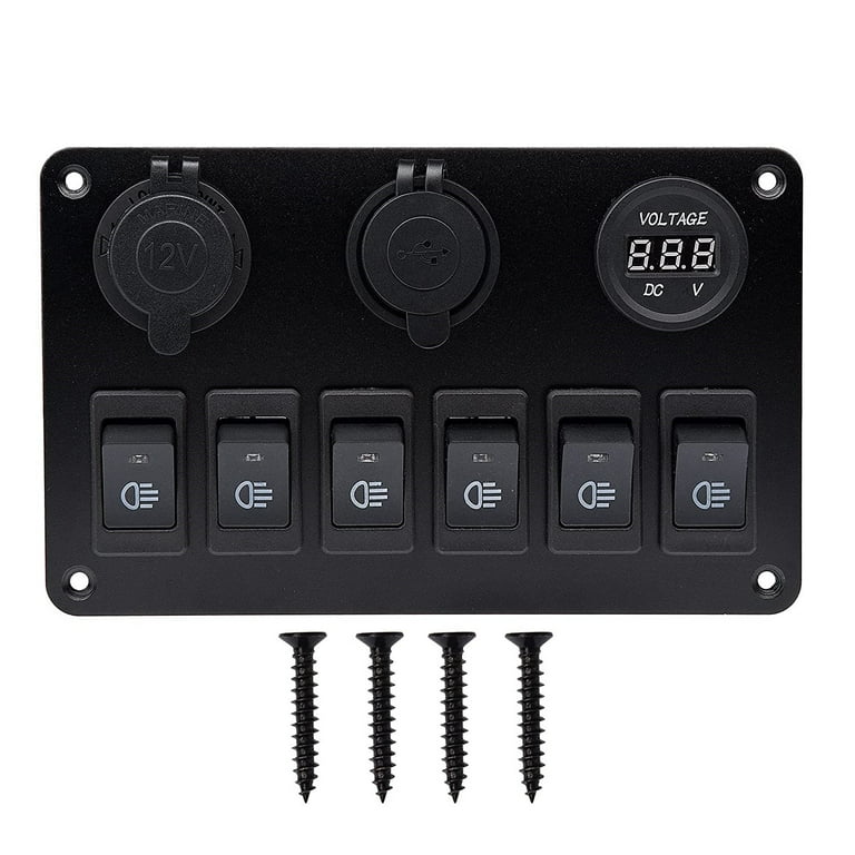 Boat Gauges Blue 8 Gang Toggle Rocker Switch Panel RV Truck Marine Boat ...