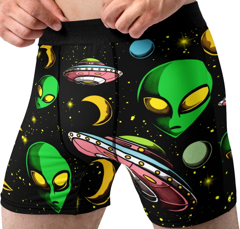 Mens Space Alien UFO Funny Boxer Briefs Novelty Boxers Humorous ...
