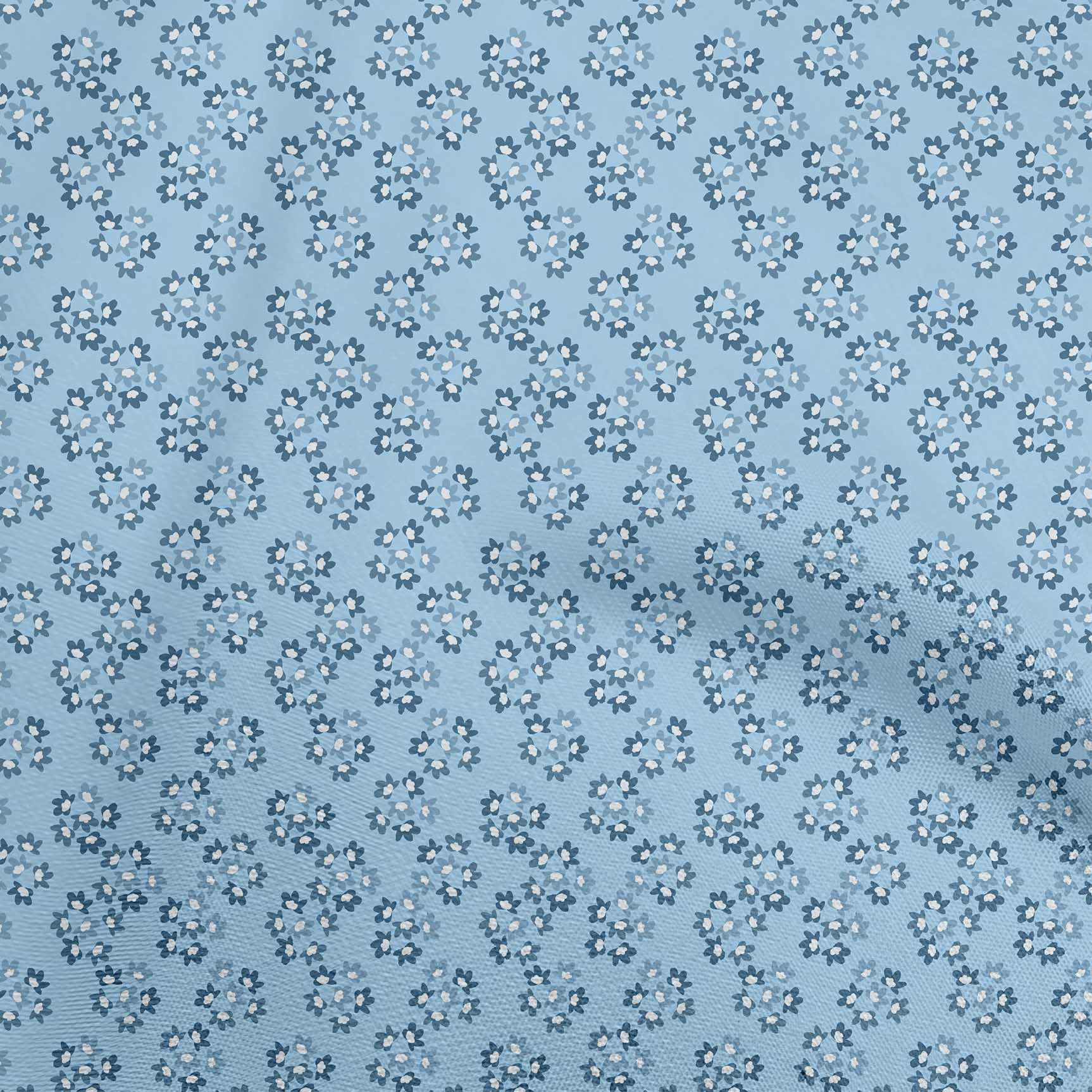 oneOone Velvet Light Blue Fabric Floral Ditsy Sewing Material Print ...