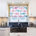 27"x24" Tier Curtains 2 Panels Shark Ocean Wall Art Semi Sheer Kitchen ...