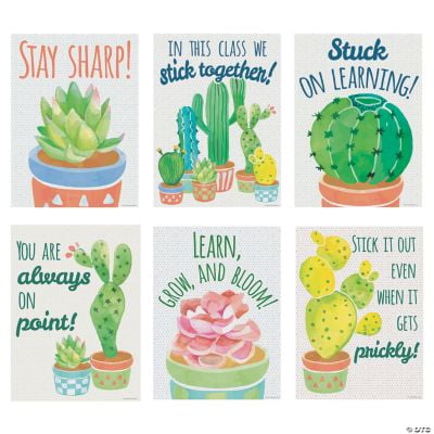 Cactus Motivational Posters, Classroom, Educational, 6 Pieces - Walmart.com