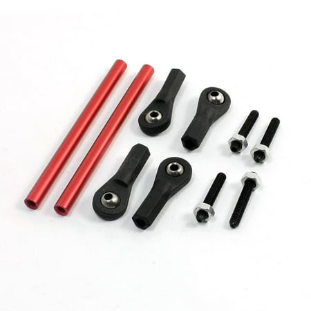 Red Aluminum Alloy Adjustable Pull Rod w M3 Nuts Bearing Threaded Rods ...