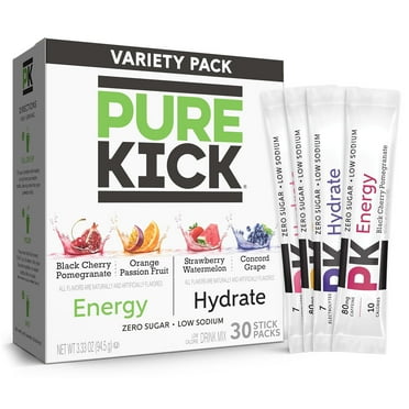 Pure Kick Energy & Hydration Powder Drink Mix Variety Pack, 30 Count ...