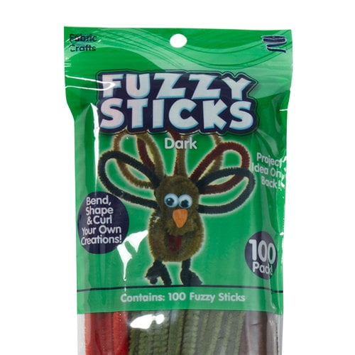 Kids Craft Dark Multi-Color Fuzzy Polyester Sticks, 100 Count - Walmart.com