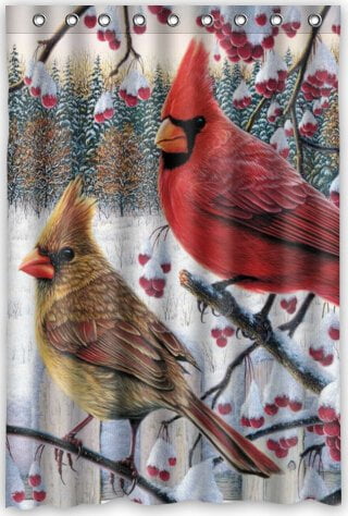 MOHome winter cardinal Birds Shower Curtain Waterproof Polyester Fabric ...