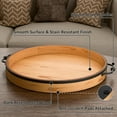 Large Round Ottoman Tray - 22'' Farmhouse Wood Serving Tray with Metal ...