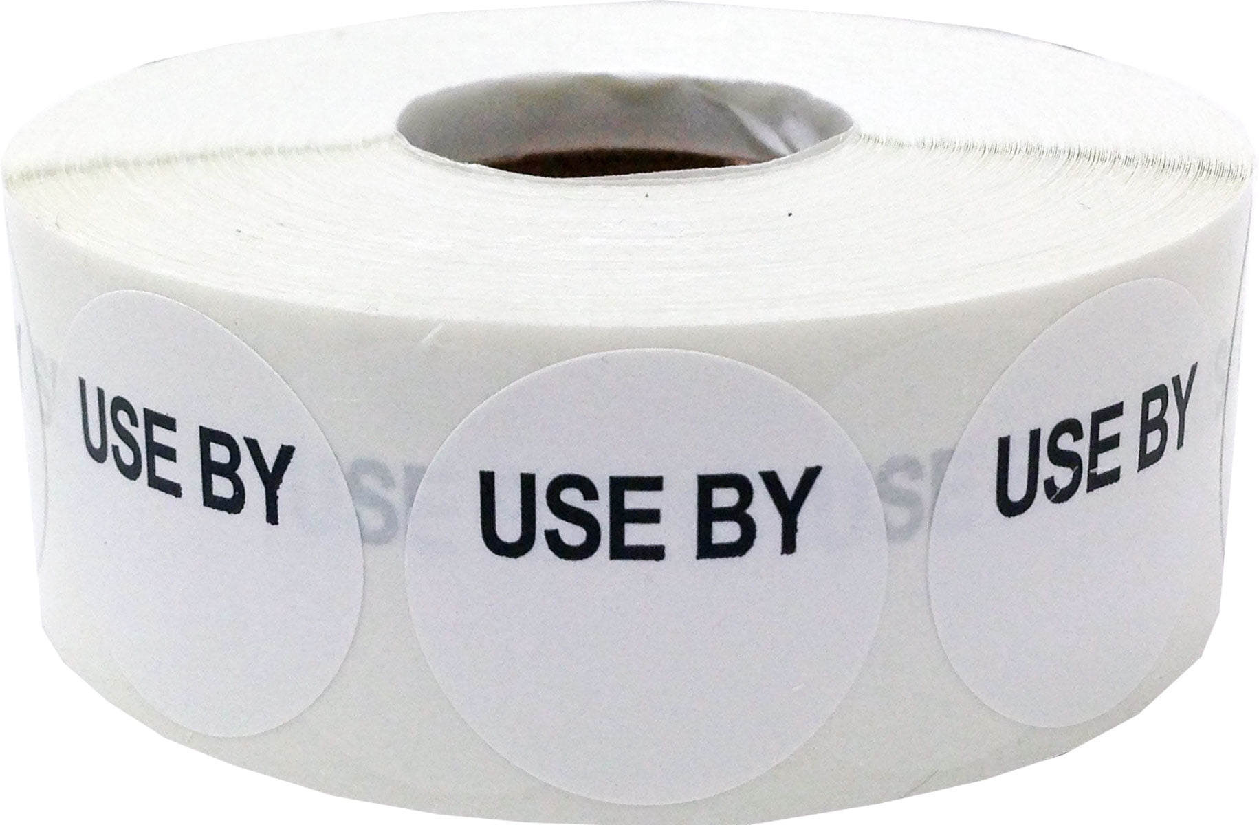 White Circle with Black Use By Writable Stickers, 1 Inch Round, 500 ...