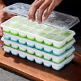 4 Pack Silicone Ice Cube Tray with Lid, Easy Release Flexible Ice Cube ...