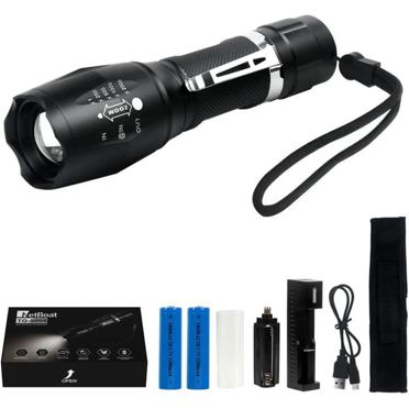 G1400 Military Tactical Flashlight 5 Modes Zoomable Adjustable Focus ...