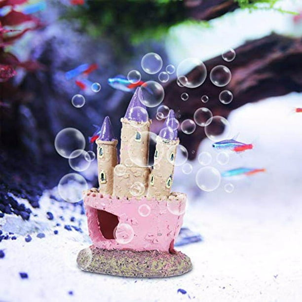 Pink Princess Castle Fish Cave Aquarium Ornament Fish Tank Decorative ...