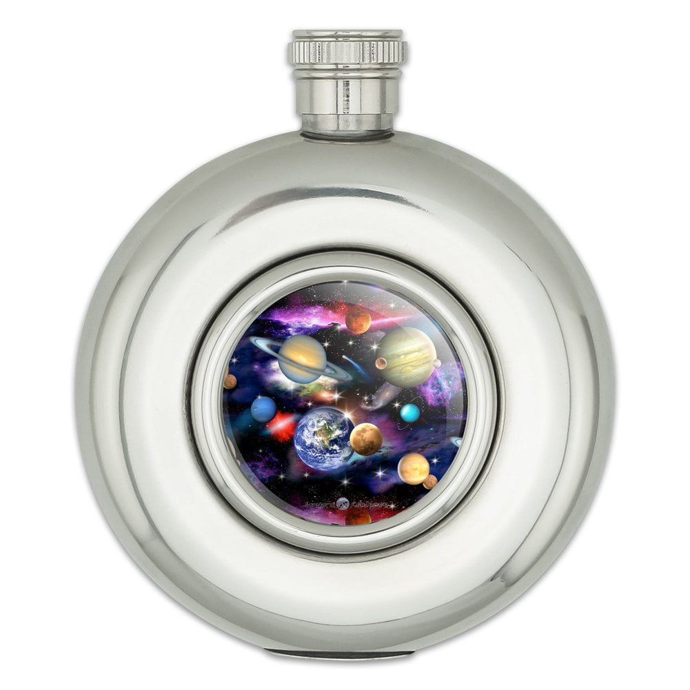 Planets Solar System Earth Saturn Jupiter Mars Pattern Round Stainless ...