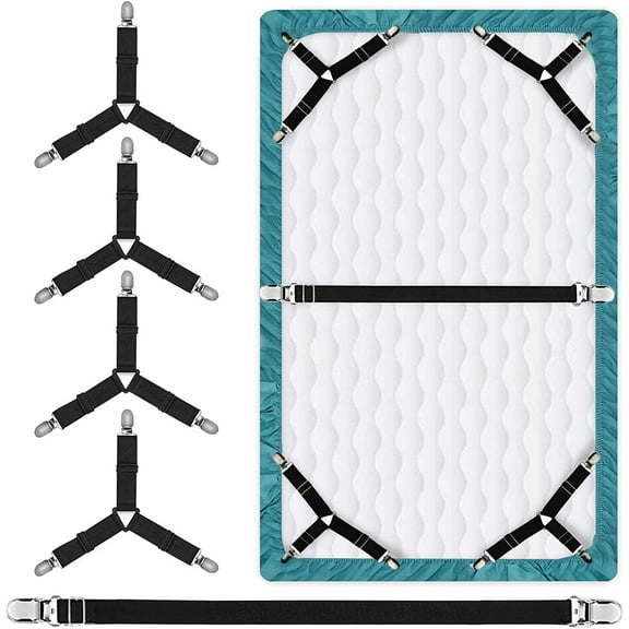 4 Pc Sheet Grippers Bed Elastic Straps Fasteners Clasp Suspender Clips ...