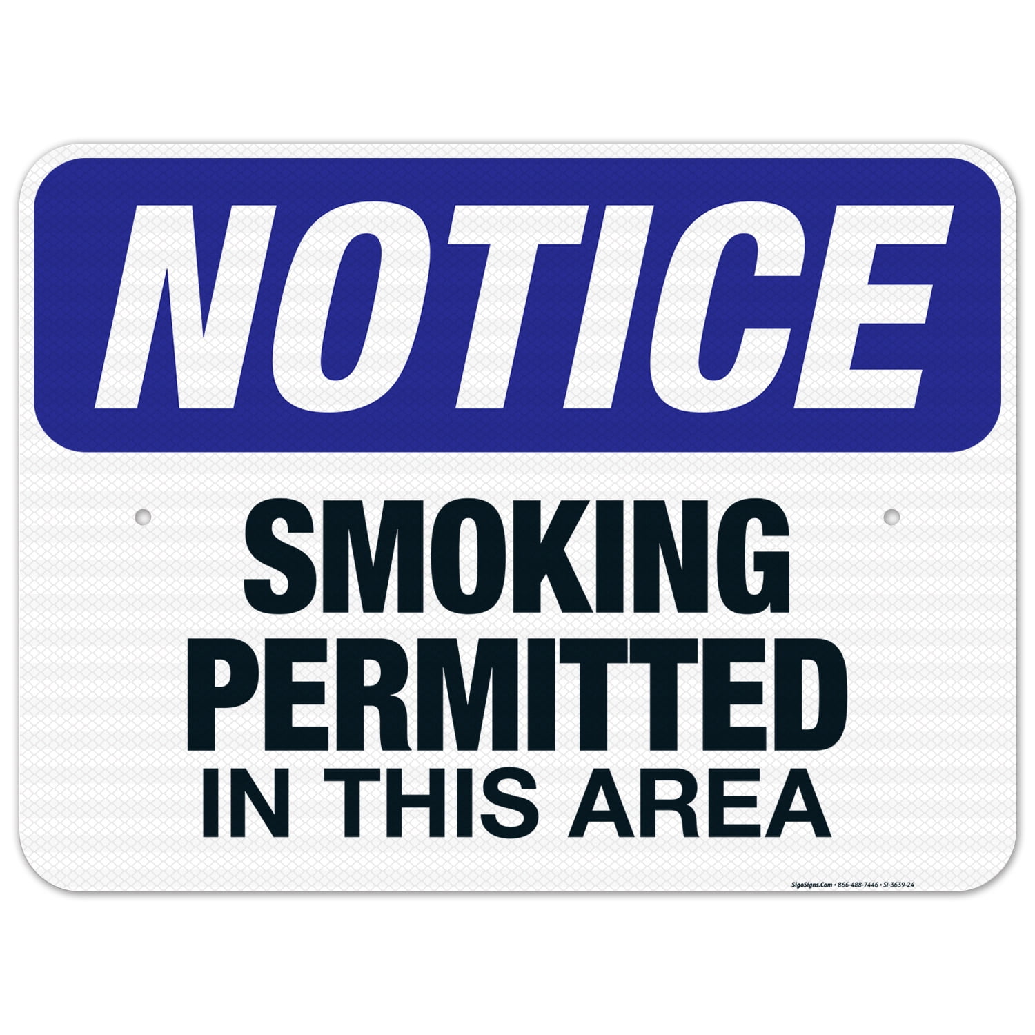 Notice Smoking Permitted In This Area Sign, OSHA Notice Sign, 18x24 ...