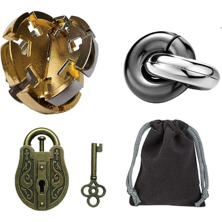 FFIY Brain Teaser Puzzle 3D Unlock Interlocking Puzzle Metal Hole Lock ...