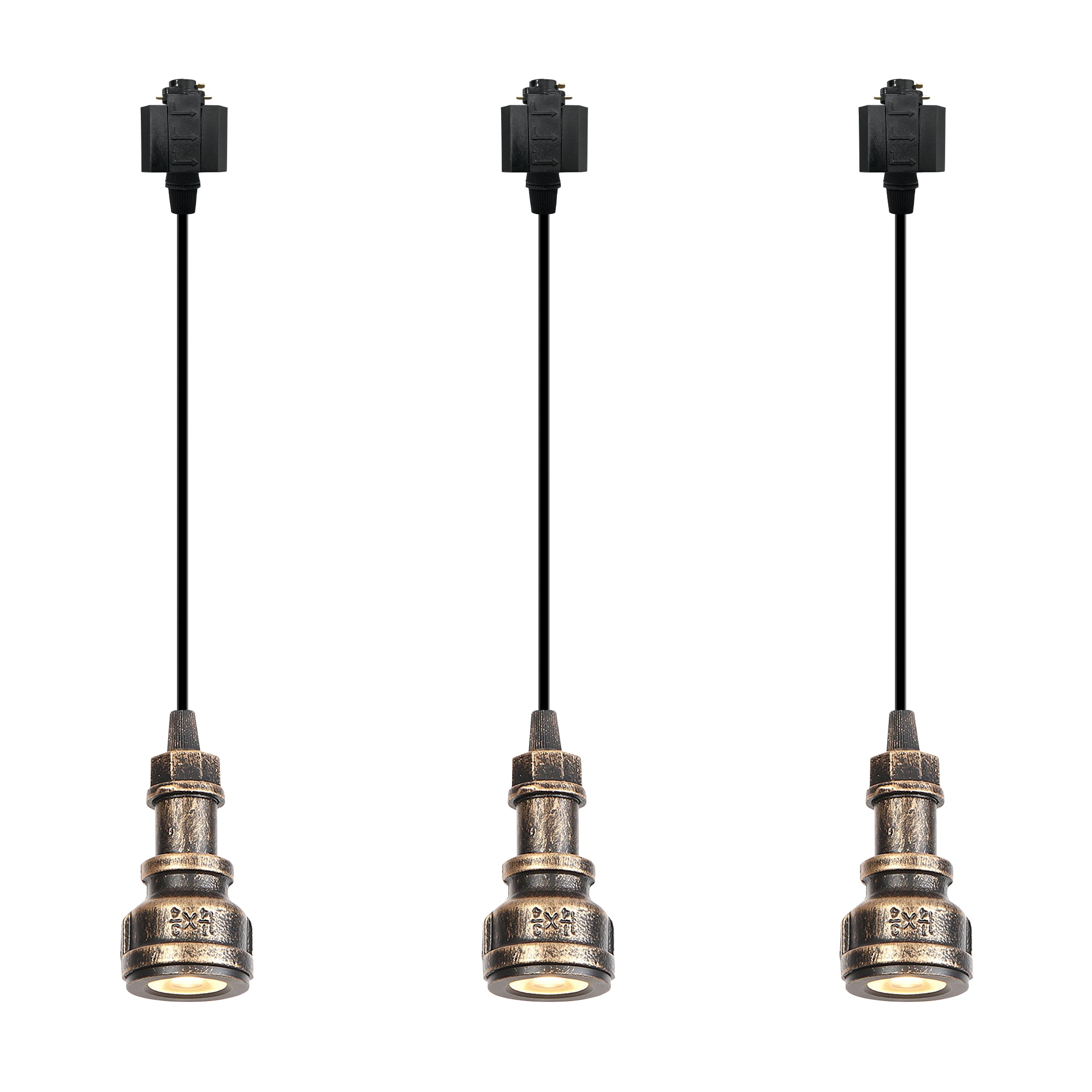 Kiven H-Type Track Lighting, 3-Light Industrial Halo Track Pendant ...